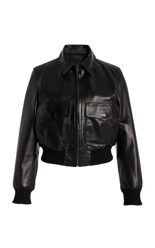 NILI LOTAN Redley Leather Bomber Jacket