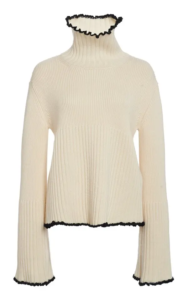 JIL SANDER Ribbed-knit Wool-blend Sweater - Ivory