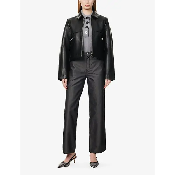 WON HUNDRED Dalia Zip-up Leather Jacket