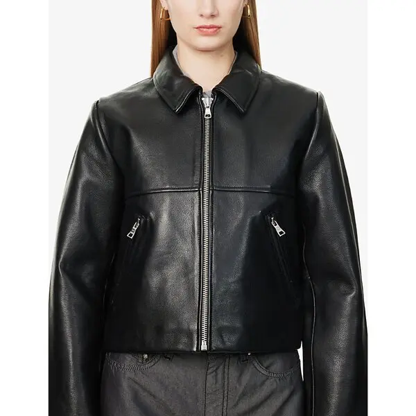 WON HUNDRED Dalia Zip-up Leather Jacket