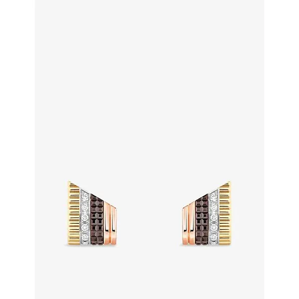 Boucheron Quatre Classique 18ct Gold And Diamond Stud Earrings - Yellow Gold
