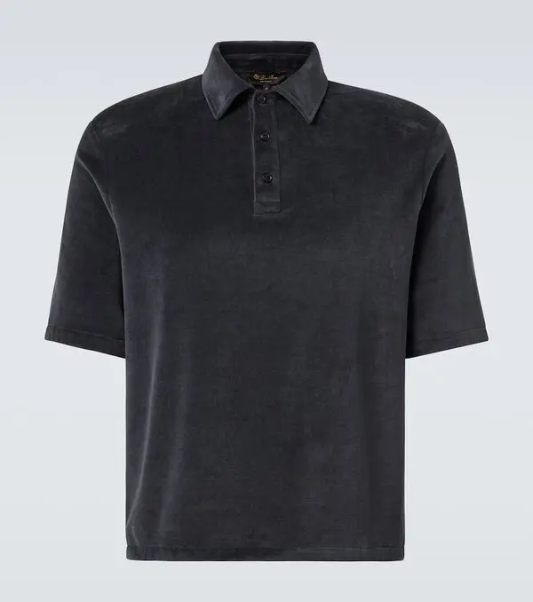 Loro Piana Murano Cotton And Silk Velour Polo Shirt - Blue