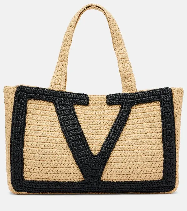 Valentino Garavani Viva Superstar Large Crochet Tote - Beige