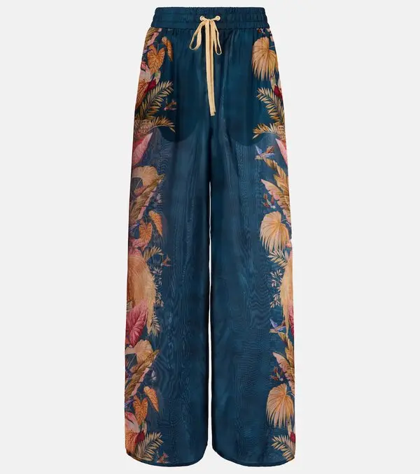 Zimmermann Ascension Floral Silk Wide-leg Pants