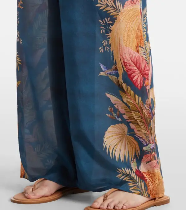 Zimmermann Ascension Floral Silk Wide-leg Pants