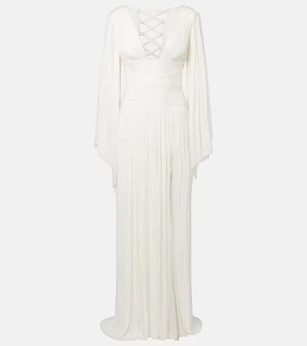 MARIA LUCIA HOHAN Alana B Plissé Maxi Dress - White