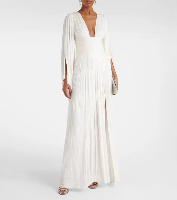 MARIA LUCIA HOHAN Alana B Plissé Maxi Dress - White