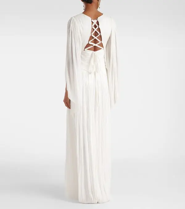 MARIA LUCIA HOHAN Alana B Plissé Maxi Dress - White