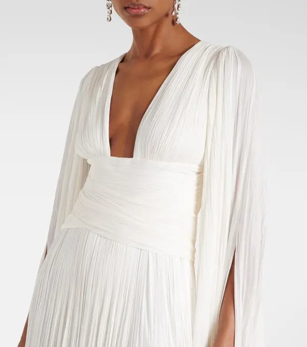 MARIA LUCIA HOHAN Alana B Plissé Maxi Dress - White