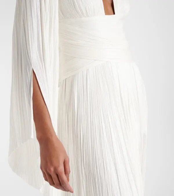 MARIA LUCIA HOHAN Alana B Plissé Maxi Dress - White