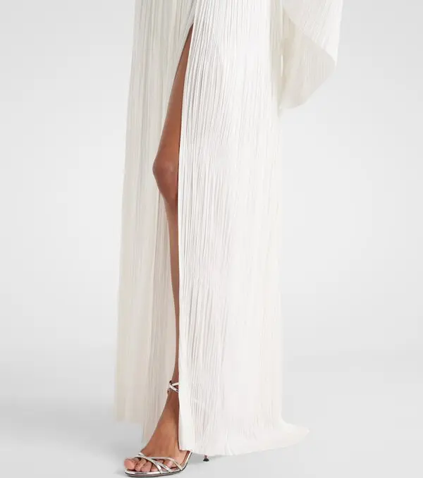 MARIA LUCIA HOHAN Alana B Plissé Maxi Dress - White