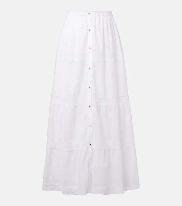 Melissa Odabash Cate Lace-trimmed Cotton Maxi Skirt - White
