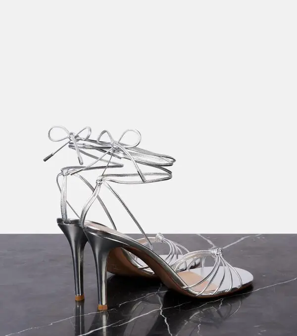 GIANVITO ROSSI Metallic Leather Lace-up Sandals