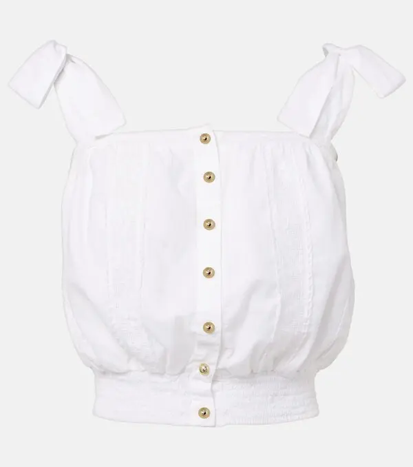 Melissa Odabash Giulia Lace-trimmed Cotton Top