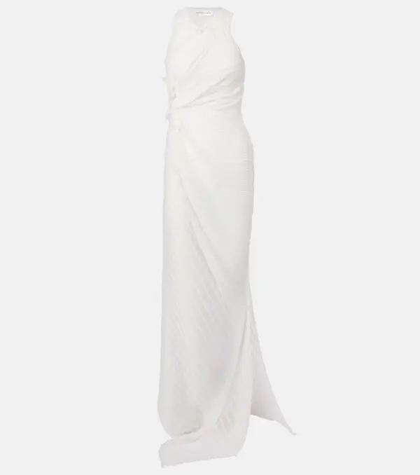 Victoria Beckham Gathered Cotton-blend Maxi Dress - White