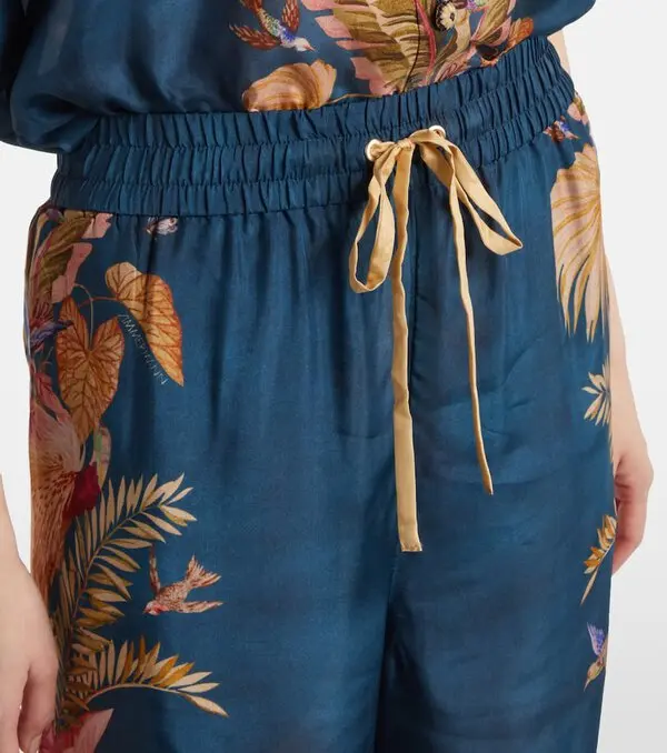 Zimmermann Ascension Floral Silk Wide-leg Pants