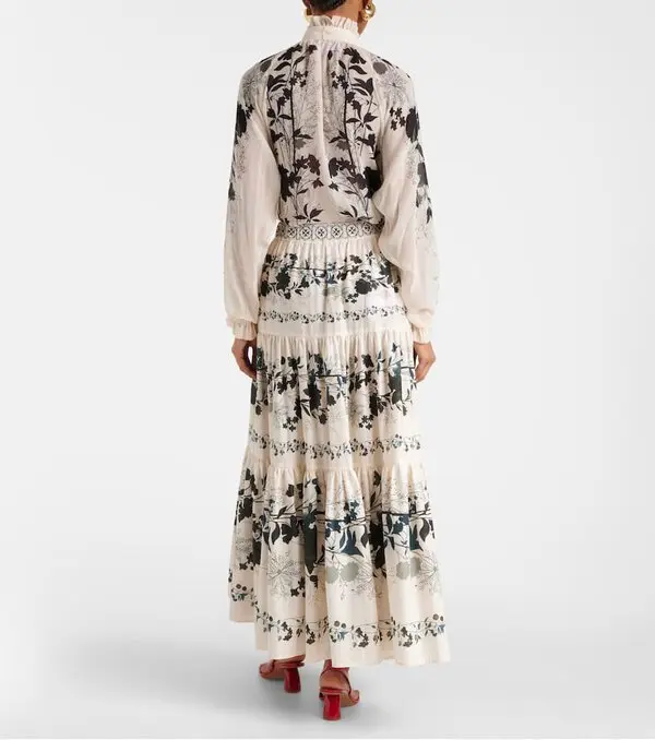 La DoubleJ Floral Print Cotton Maxi Skirt
