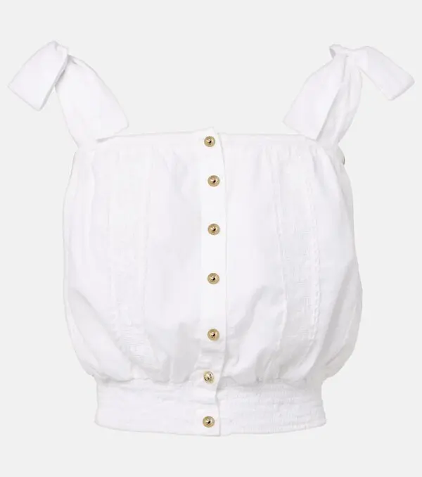 Melissa Odabash Giulia Lace-trimmed Cotton Top - White