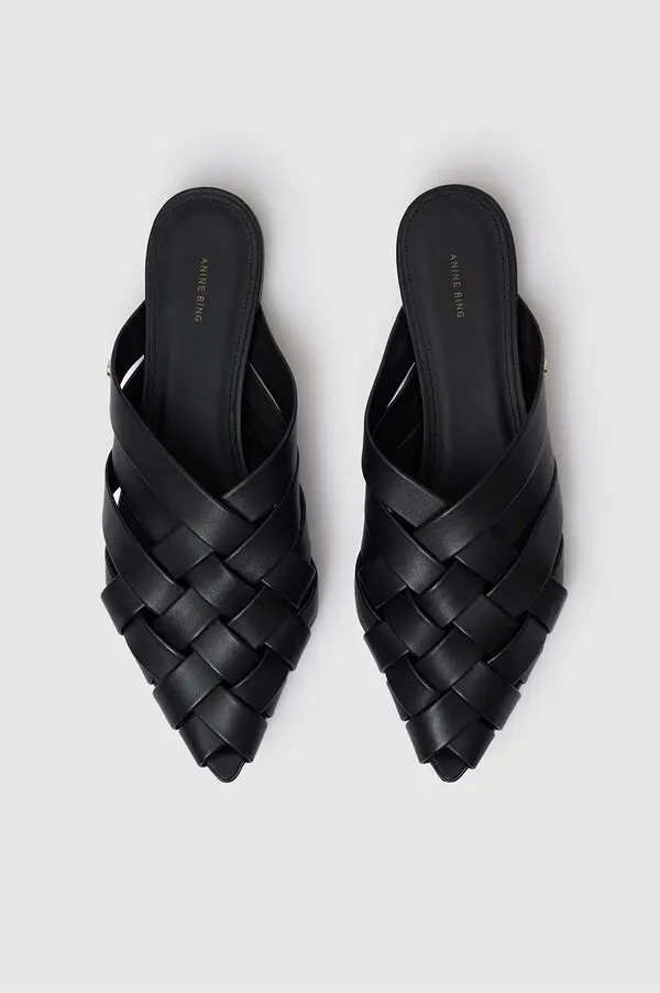 ANINE BING Eve Leather Flats - Black