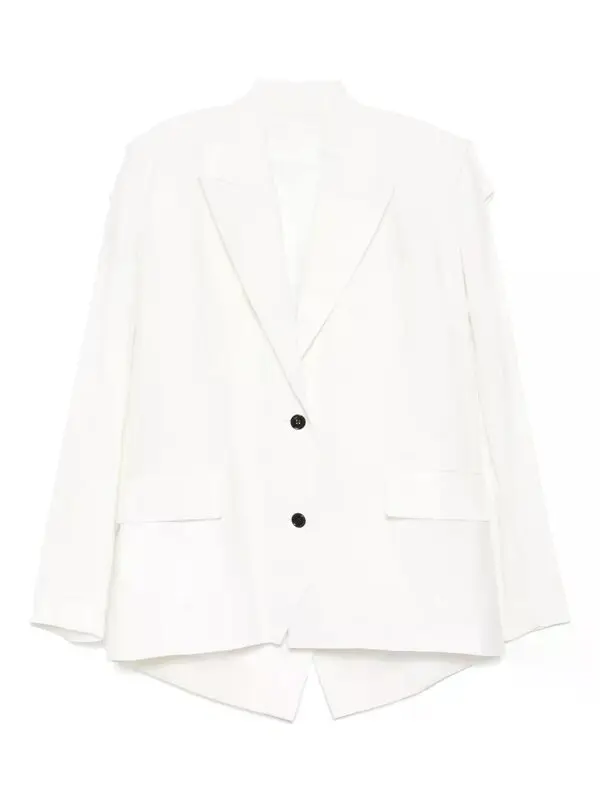 PUSHBUTTON Squared-back Single-breasted Blazer - White