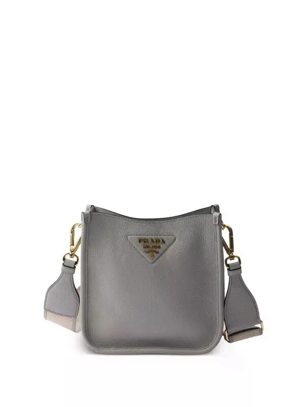 Prada Mini Leather Shoulder Bag - Grey