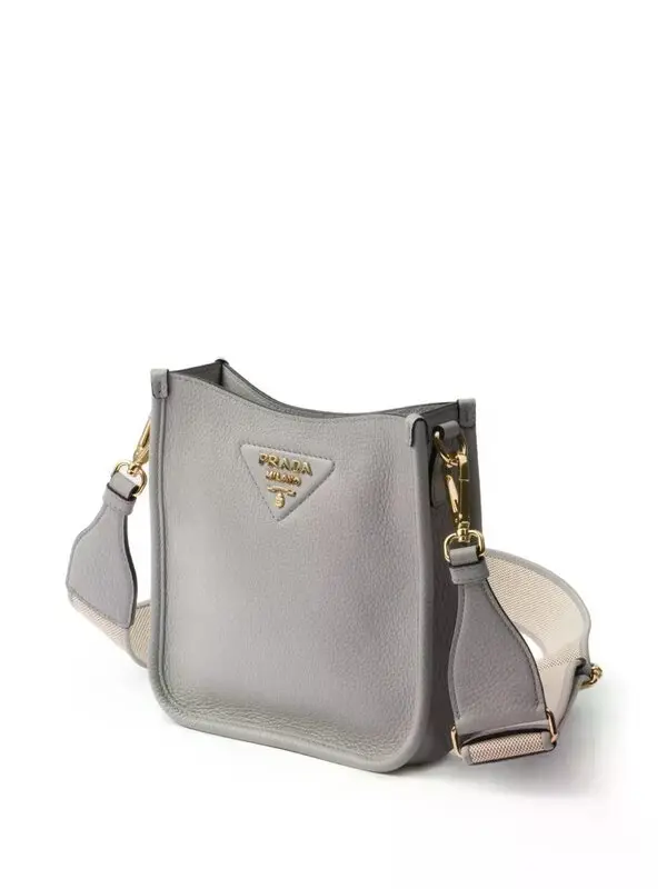Prada Mini Leather Shoulder Bag - Grey