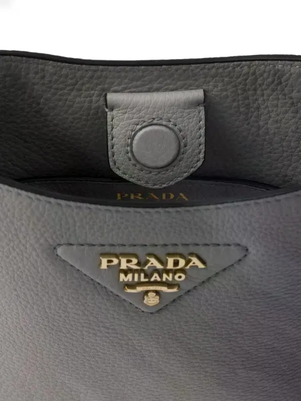Prada Mini Leather Shoulder Bag - Grey
