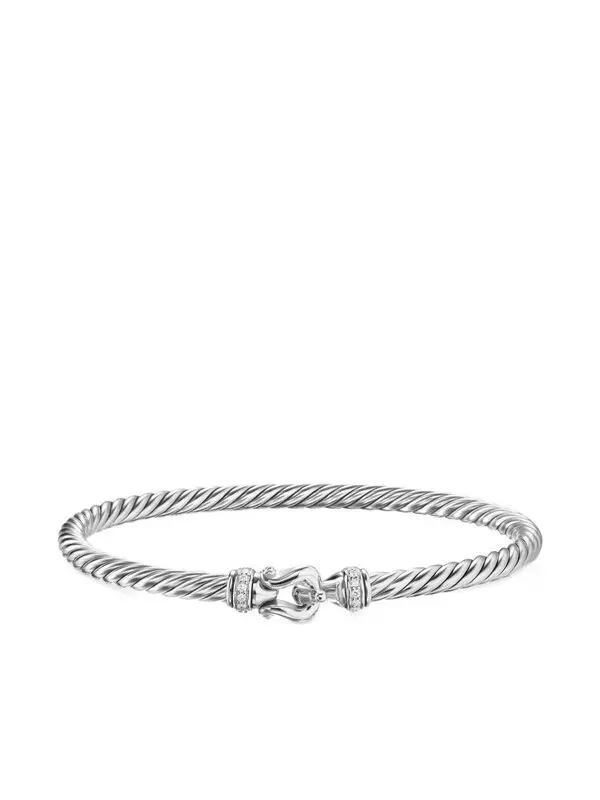 David Yurman Sterling Cable Bracelet With Diamonds - Silver