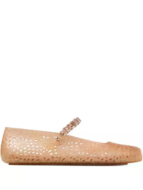 JIMMY CHOO Jelly Ballet Flats With Crystal Embellishments - Neutrals