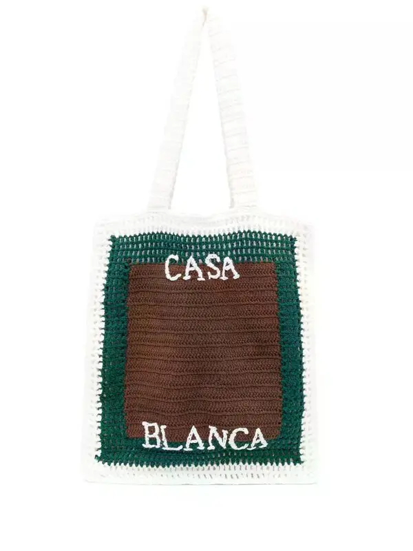Casablanca Tennis Crochet Tote Bag - Brown