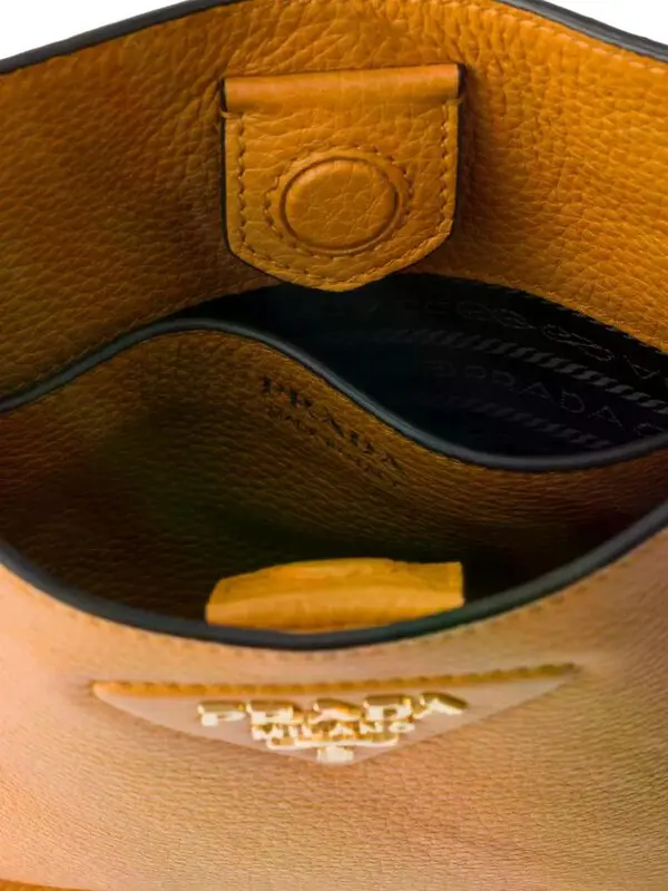 Prada Mini Leather Shoulder Bag - Orange