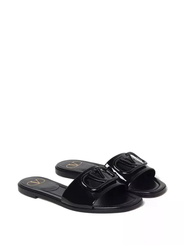 Valentino Garavani Vlogo Flat Slides - Black