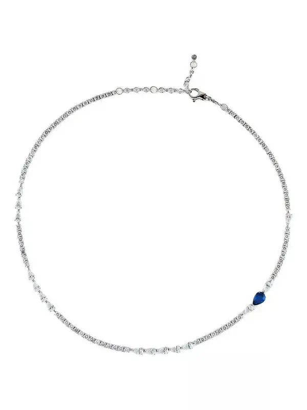 JEWELS AFICIONADO 18k White Gold Diamond And Sapphire Necklace - Silver