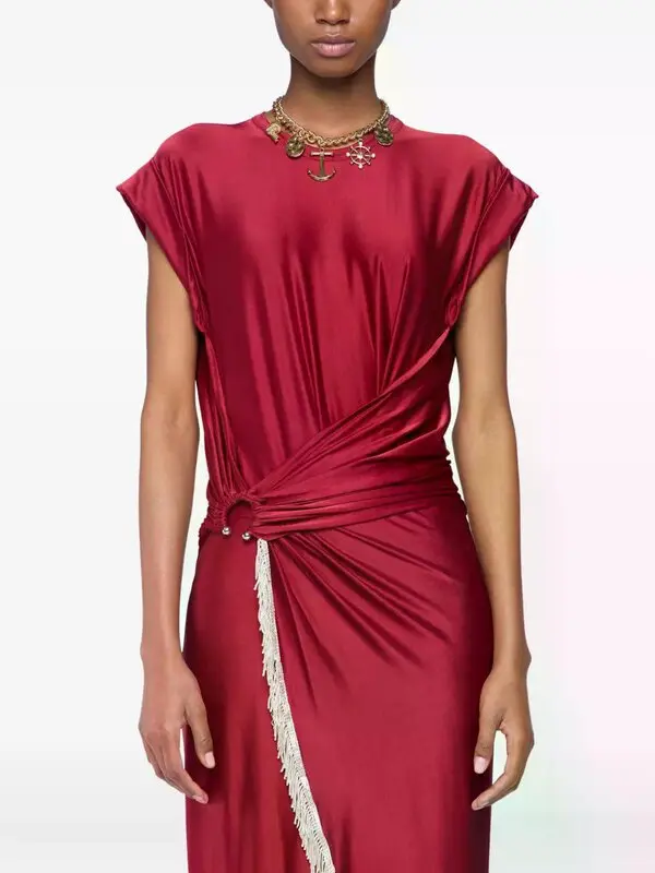 Rabanne Fringe-detailed Gathered Dress