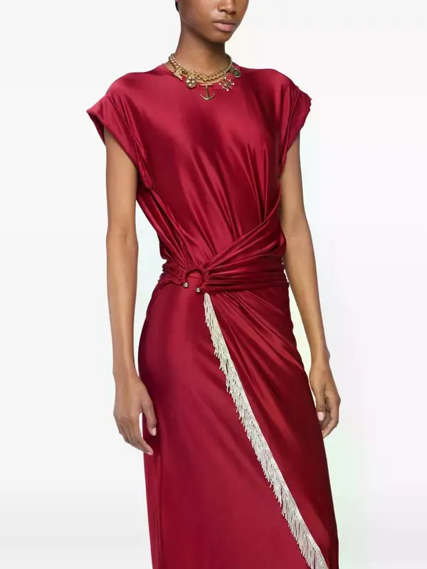 Rabanne Fringe-detailed Gathered Dress