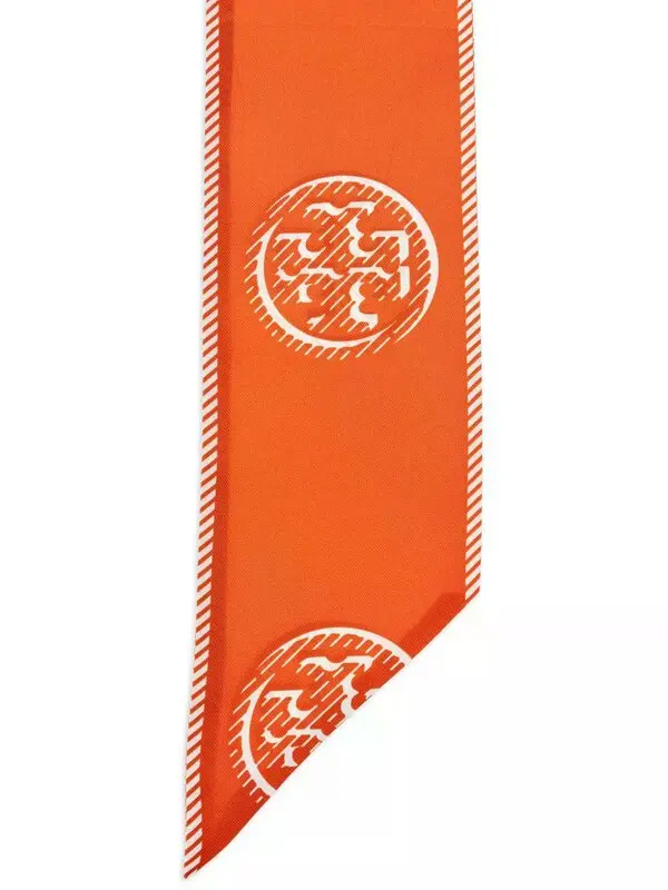 Tory Burch Printed Silk Neck Scarf - Orange