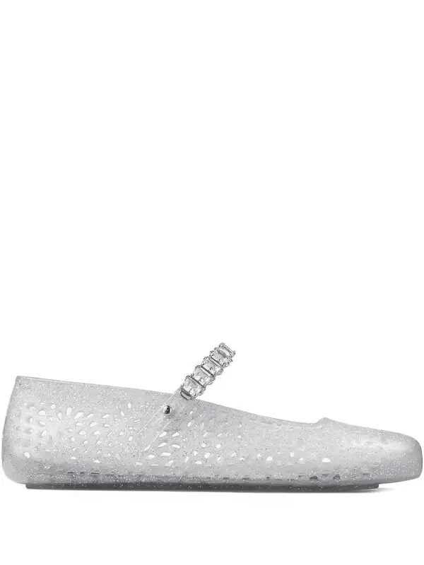 JIMMY CHOO Jelly Crystal-embellished Ballet Flats - Silver