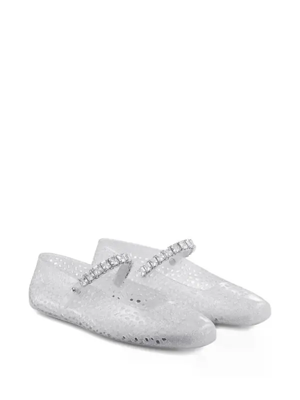 JIMMY CHOO Jelly Crystal-embellished Ballet Flats - Silver