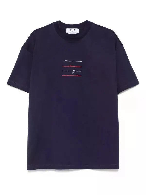 MSGM Logo-embroidered Jersey T-shirt