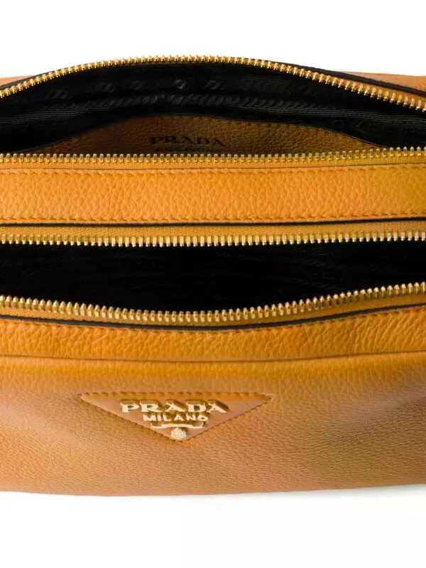 Prada Small Leather Shoulder Bag - Orange