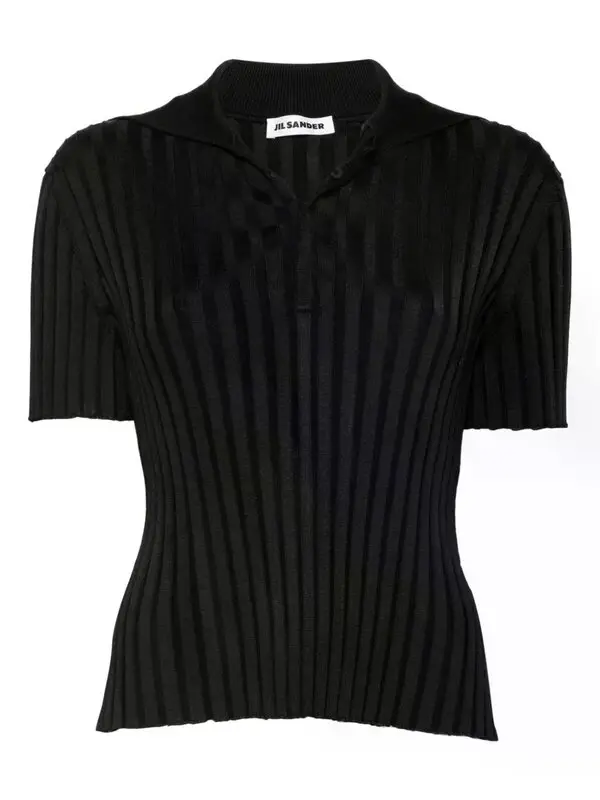 JIL SANDER Ribbed-knit Polo Top