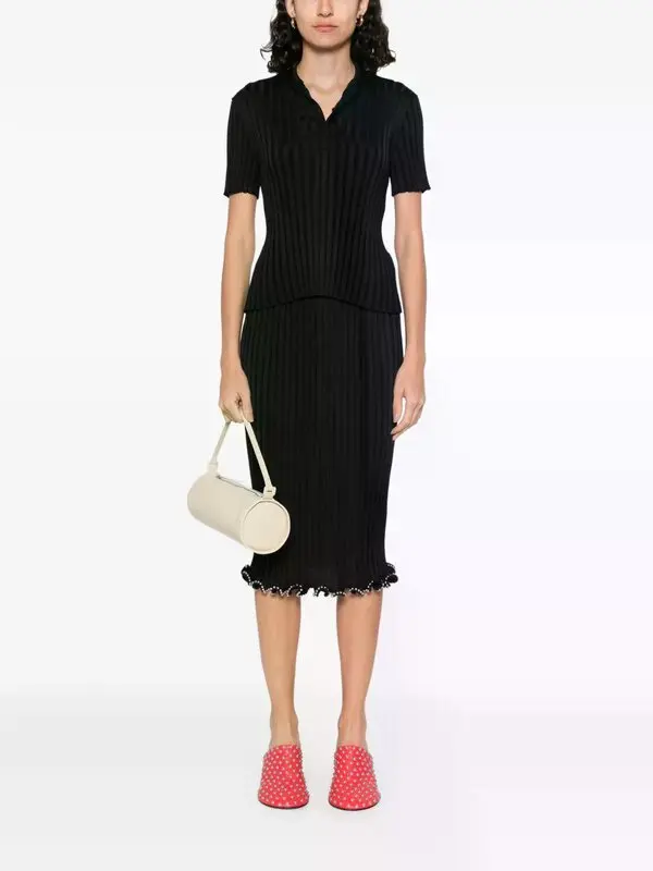 JIL SANDER Ribbed-knit Polo Top