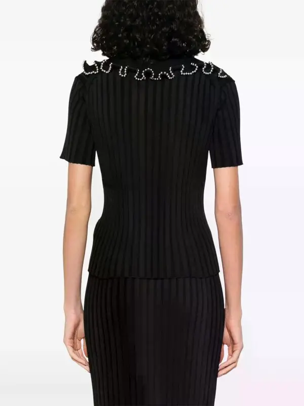JIL SANDER Ribbed-knit Polo Top