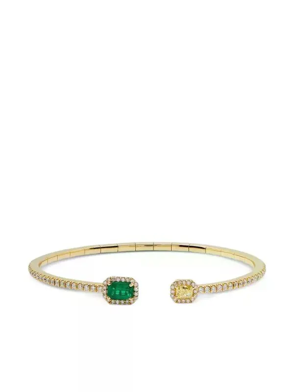 JEWELS AFICIONADO 18k Yellow Diamond And Emerald Bangle Bracelet - Gold