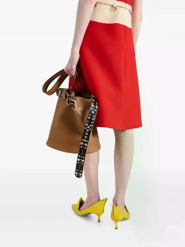 Prada Buckle Bucket Bag - Brown