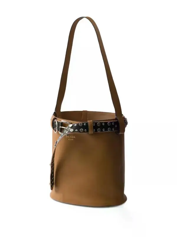 Prada Buckle Bucket Bag - Brown