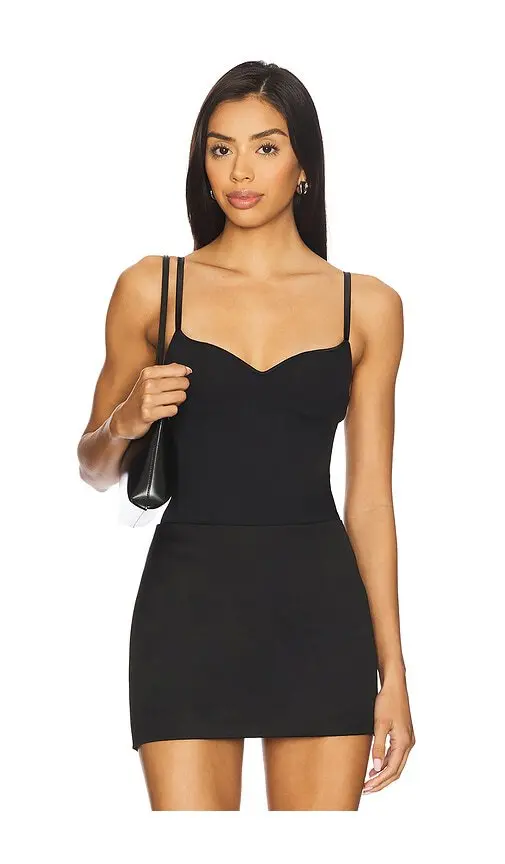 FLEUR DU MAL Scooped Neck Built-in Bra Cami - Black