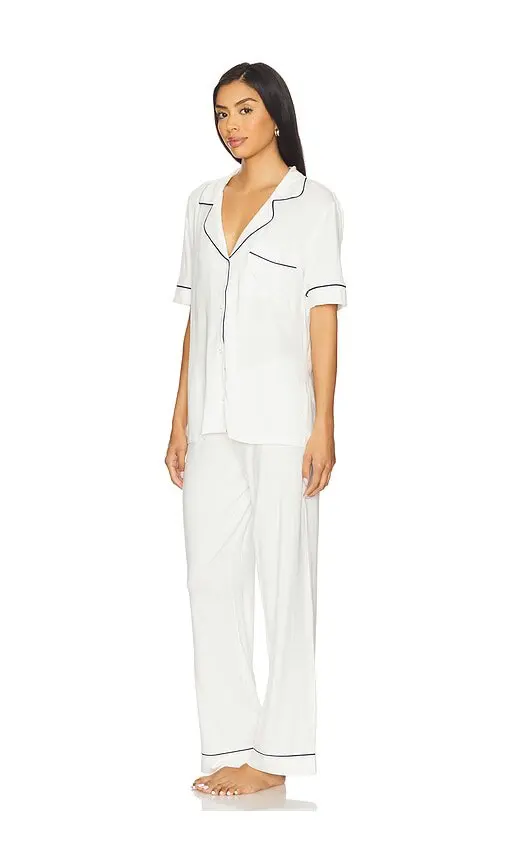 Eberjey Gisele Short Sleeve Long Pj Set In Ivory