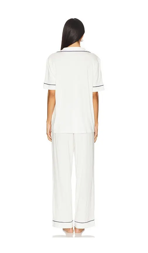 Eberjey Gisele Short Sleeve Long Pj Set In Ivory