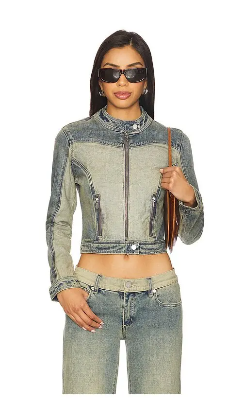 Abrand Denim Roxie Denim Moto Jacket
